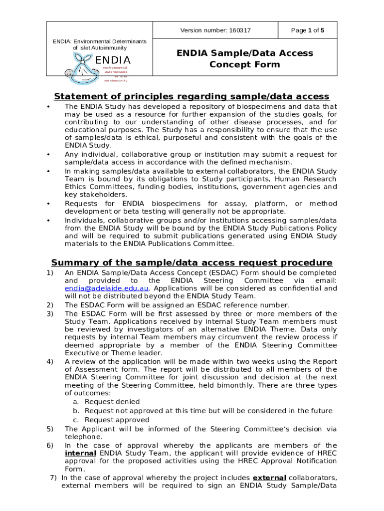 ENDIA Sample/Data Access Concept . ENDIA Doc Template | pdfFiller