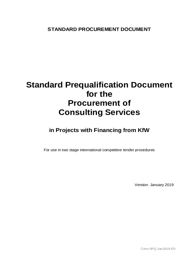 For use in two stage international competitive tender procedures Doc Template | pdfFiller