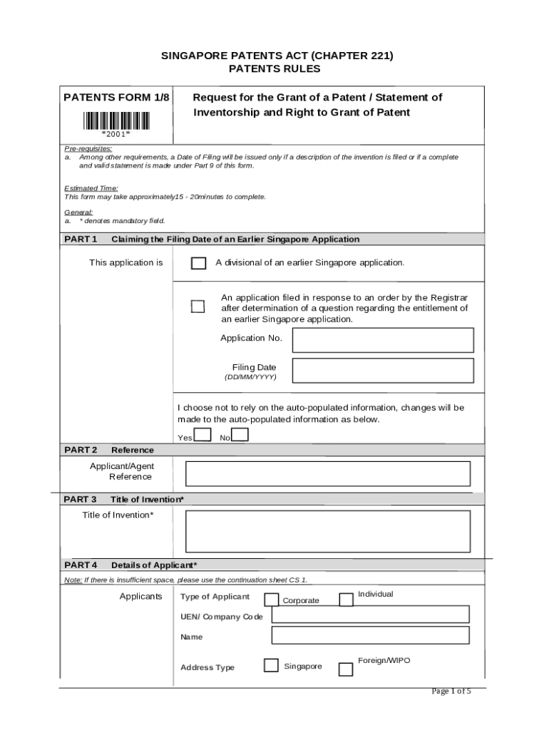1 Singapore Patents Rules Enter into force on 26,May ... Doc Template | pdfFiller