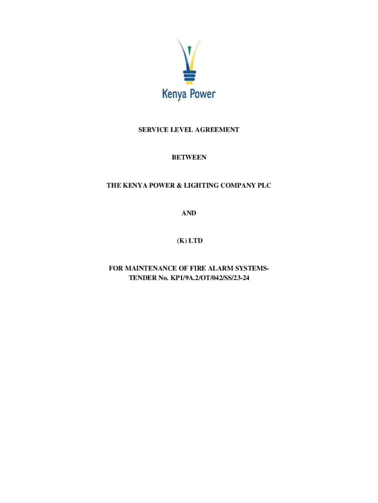 Fillable Online tender for procurement of service level agreement (sla ...