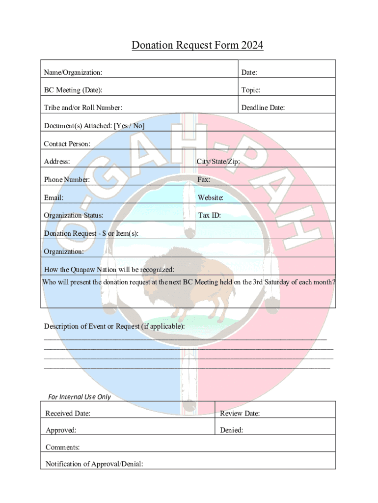 Fillable Online Donation Request Form 2024 Fax Email Print - pdfFiller