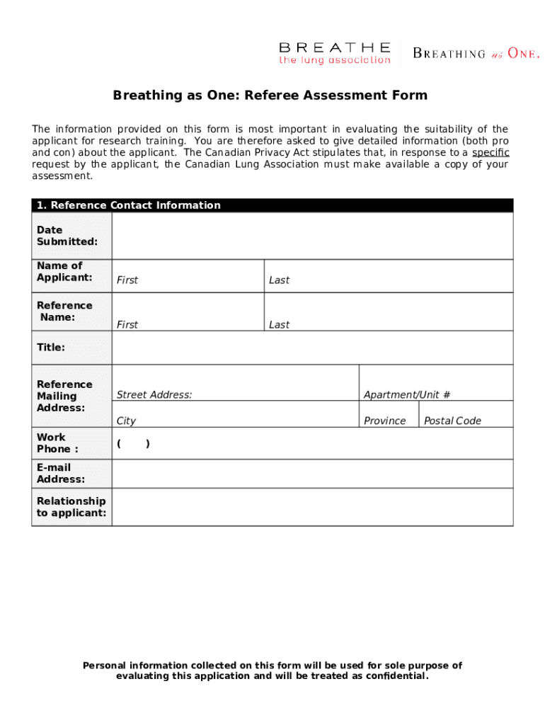 Breathing as One: Referee Assessment Doc Template | pdfFiller