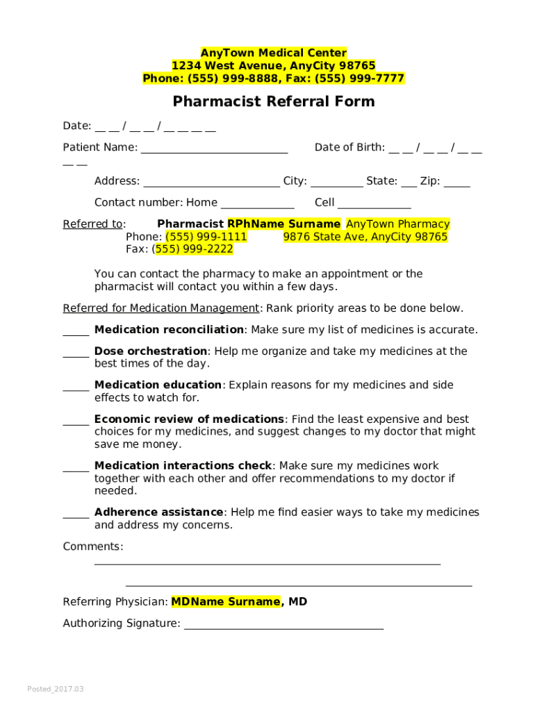 Referral - Priority Doc Template | pdfFiller