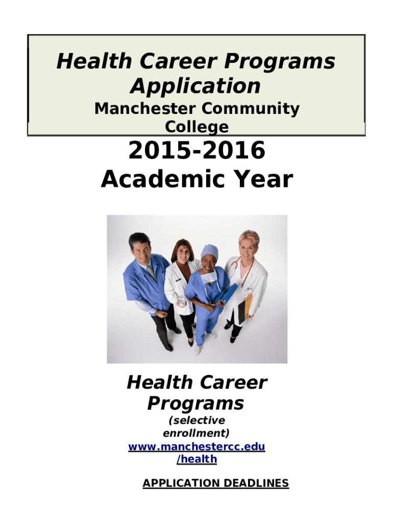 Health Career Programs Application. Manchester Community College Doc ...