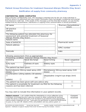 Patient Group Directions for treatment of Seasonal Allergic Rhinitis ...