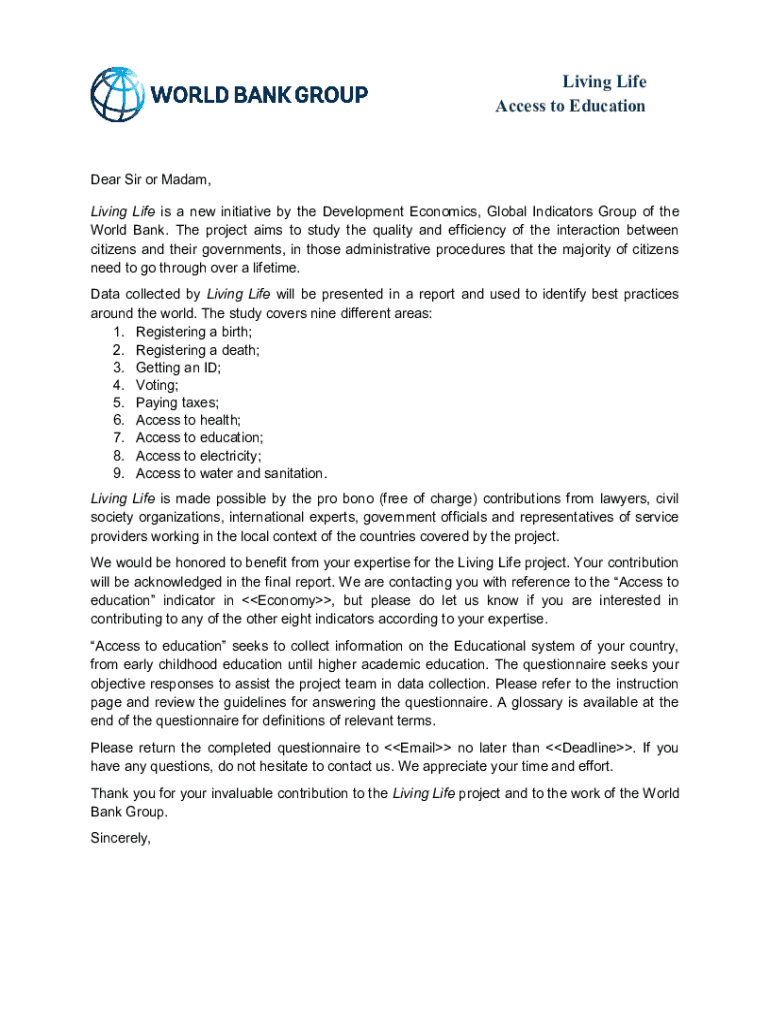Fillable Online Living Life Access to Education - Pubdocs.worldbank.org. Fax Email Print - pdfFiller
