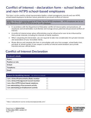 Fillable Online education nt gov Conflict of Interest & Disclosure of Interested Parties Fax ...