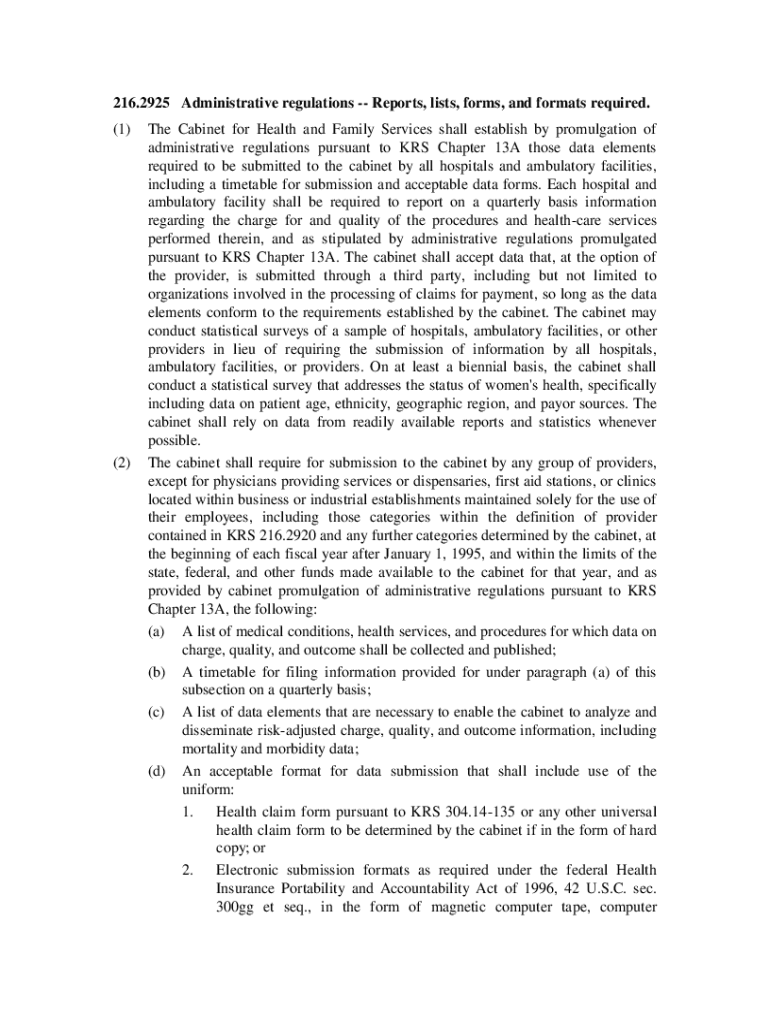 Fillable Online 216.2925 Administrative regulations -- Reports, lists ...