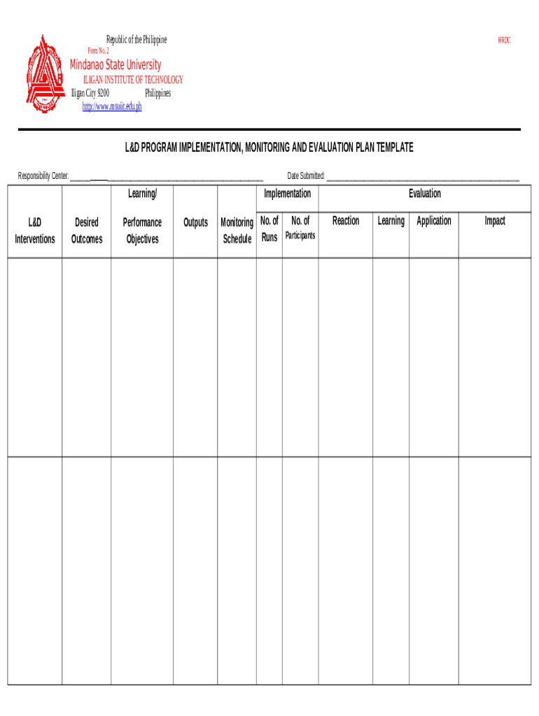 HRD Plan and ME Template Doc Template | pdfFiller