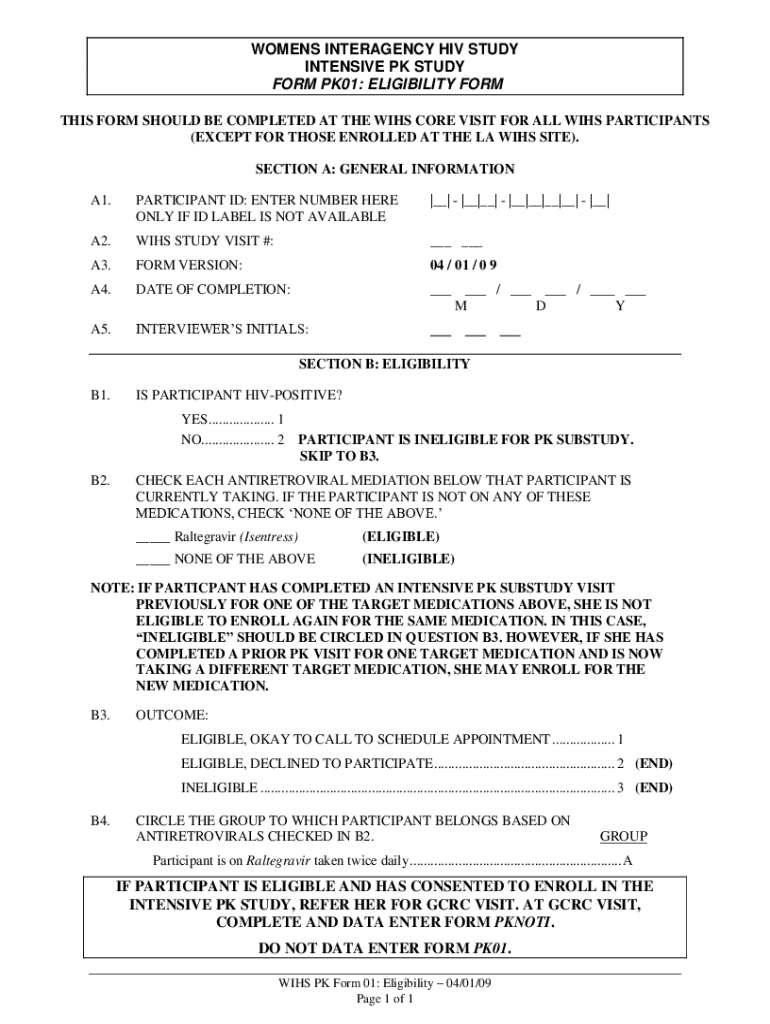 Fillable Online statepi jhsph womens interagency hiv study intensive pk ...