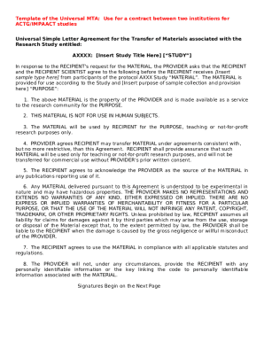 NIH MTA Templates - Material Transfer Agreements Doc Template | pdfFiller
