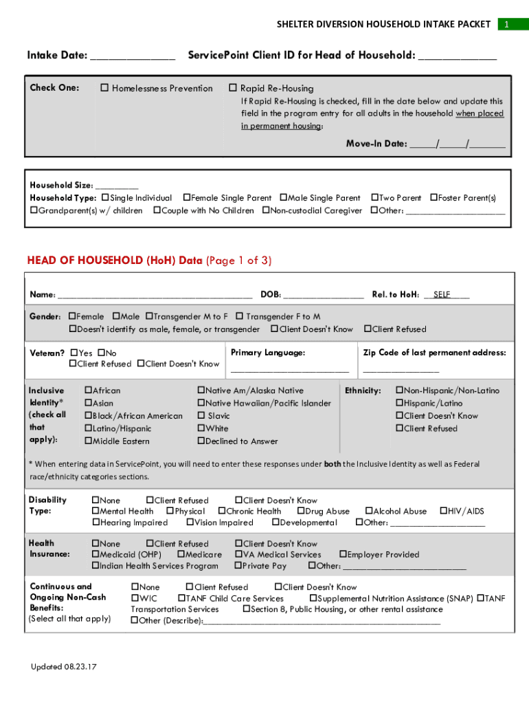 Fillable Online Shelter Diversion EXIT FORM Fax Email Print - pdfFiller