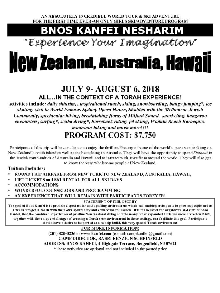 Fillable Online Camp Bnos Kanfei Celebrates Fifth Year Fax Email Print ...