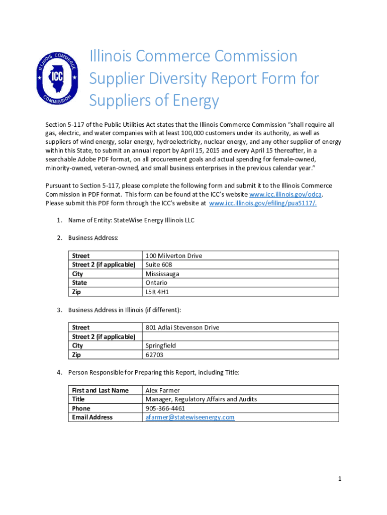 Fillable Online Fillable Online Illinois Commerce Commission Supplier ...