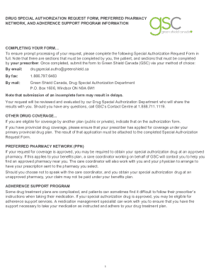 Fillable Online Fillable Online drug special authorization request form ...