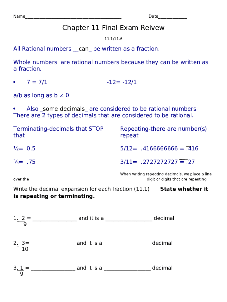 Lesson 1.1: Classifying Rational Numbers Flashcards Doc Template ...