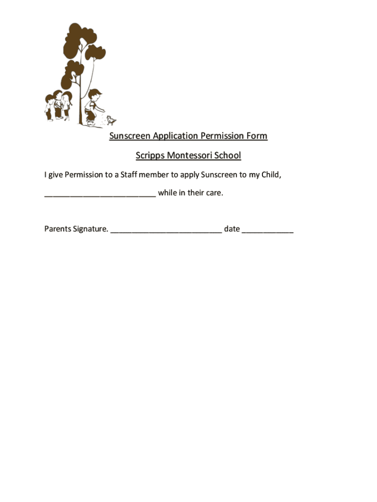 Fillable Online Sunscreen Application Permission Form ... Fax Email ...