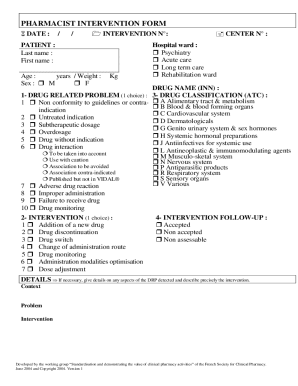 Fillable Online pharmacist intervention form Fax Email Print - pdfFiller