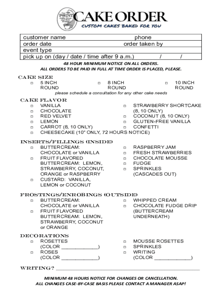 Fillable Online customer name phone order date order taken by event ...