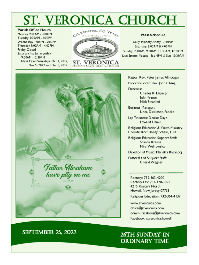 Fillable Online ST. VERONICA CHURCH - Church of Saint Veronica Fax Email Print - pdfFiller