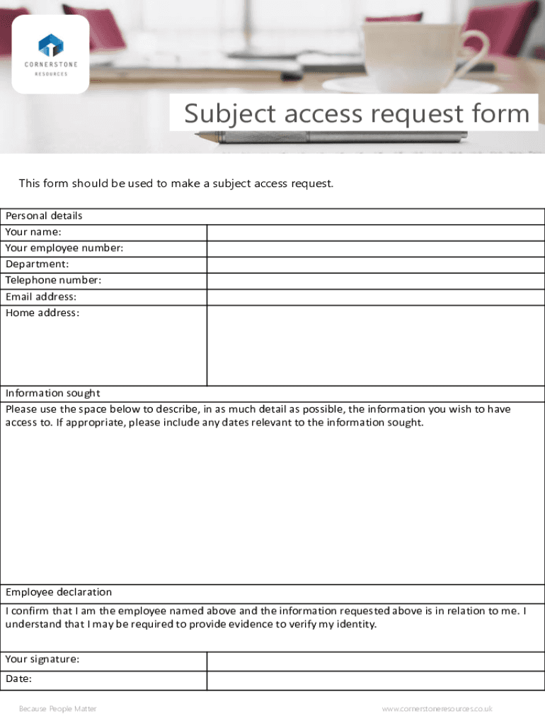 Fillable Online DPA Subject Access Form - London - Westminster City ...