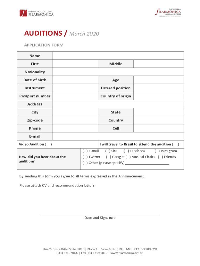Fillable Online Video Audition ( Fax Email Print - pdfFiller