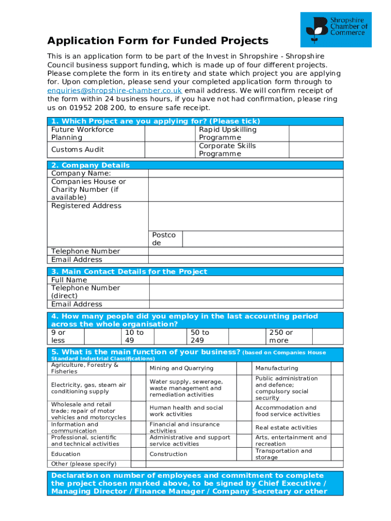 Application for Funded Projects Doc Template | pdfFiller