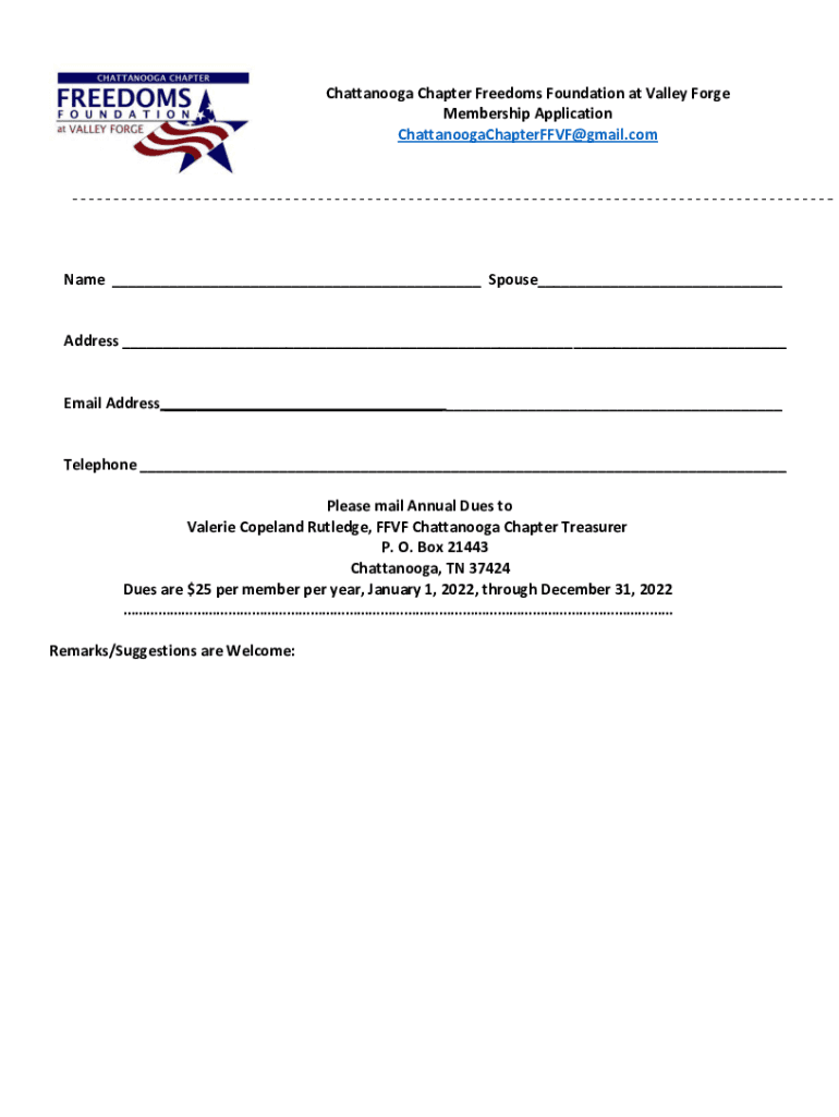 Fillable Online Freedoms Foundation at Valley Forge Chattanooga Chapter ...
