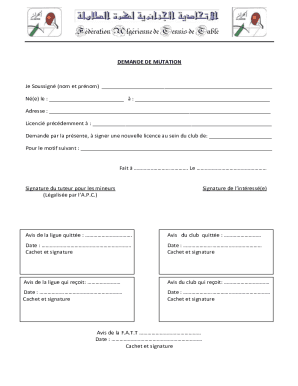 Remplissable En Ligne DEMANDE DE MUTATION Je Soussign (nom et prnom) Faxer Email Imprimer ...