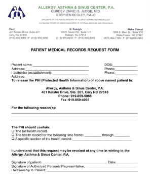 Fillable Online PATIENT MEDICAL RECORDS REQUEST FORM Fax Email Print ...