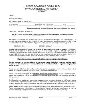 Fillable Online Pavilion Rental Agreement Permit Fax Email Print ...