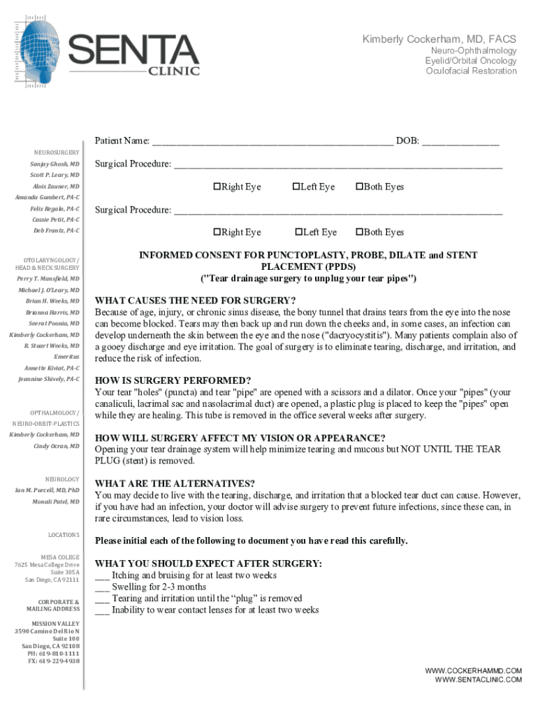 Fillable Online Lacrimal Drainage Surgery Consent.docx Fax Email Print ...