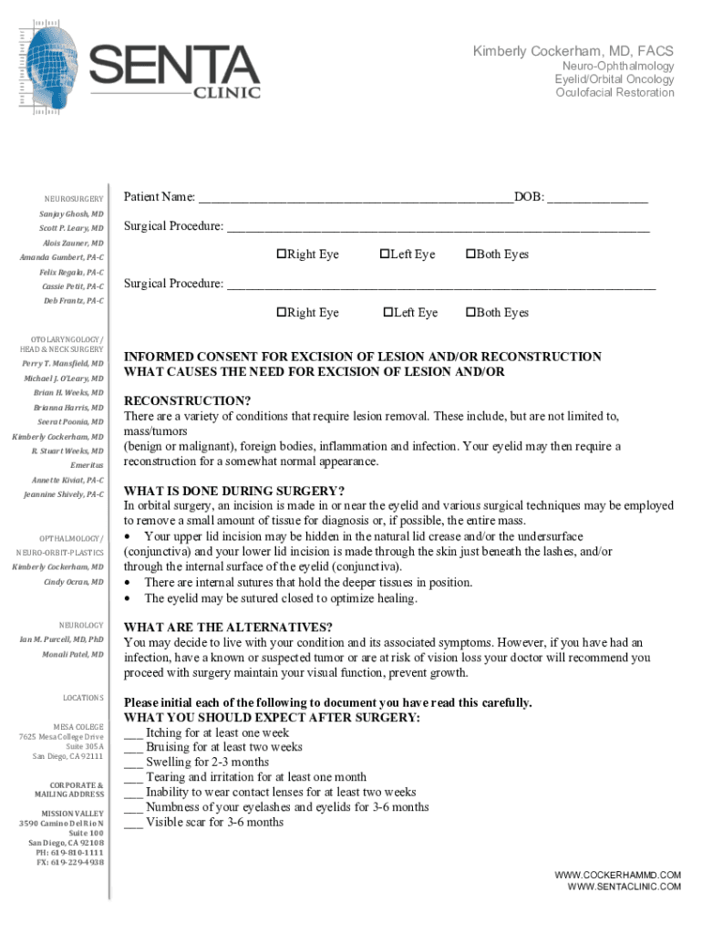 Fillable Online Dr. Kimberly P. Cockerham - Ophthalmology - San Diego ...