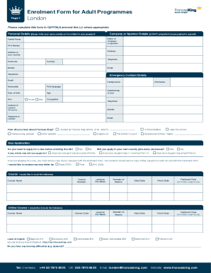 Fillable Online 2020 Adult Courses Enrolment Form Fax Email Print - pdfFiller