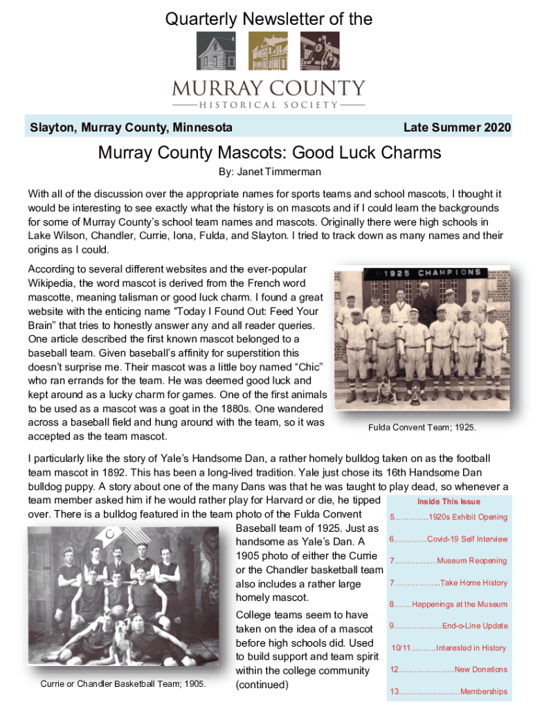 Fillable Online Murray County Mascots Fax Email Print - pdfFiller