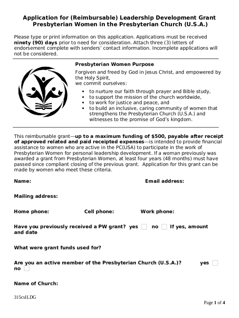 Resources - Application for Leadership Development Grant ... Doc Template | pdfFiller