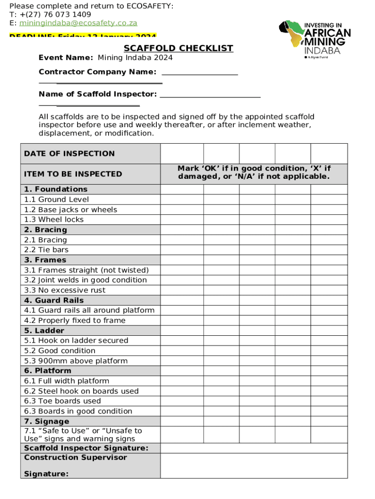Ensuring Safety Through Thorough Scaffolding Inspections Doc Template ...