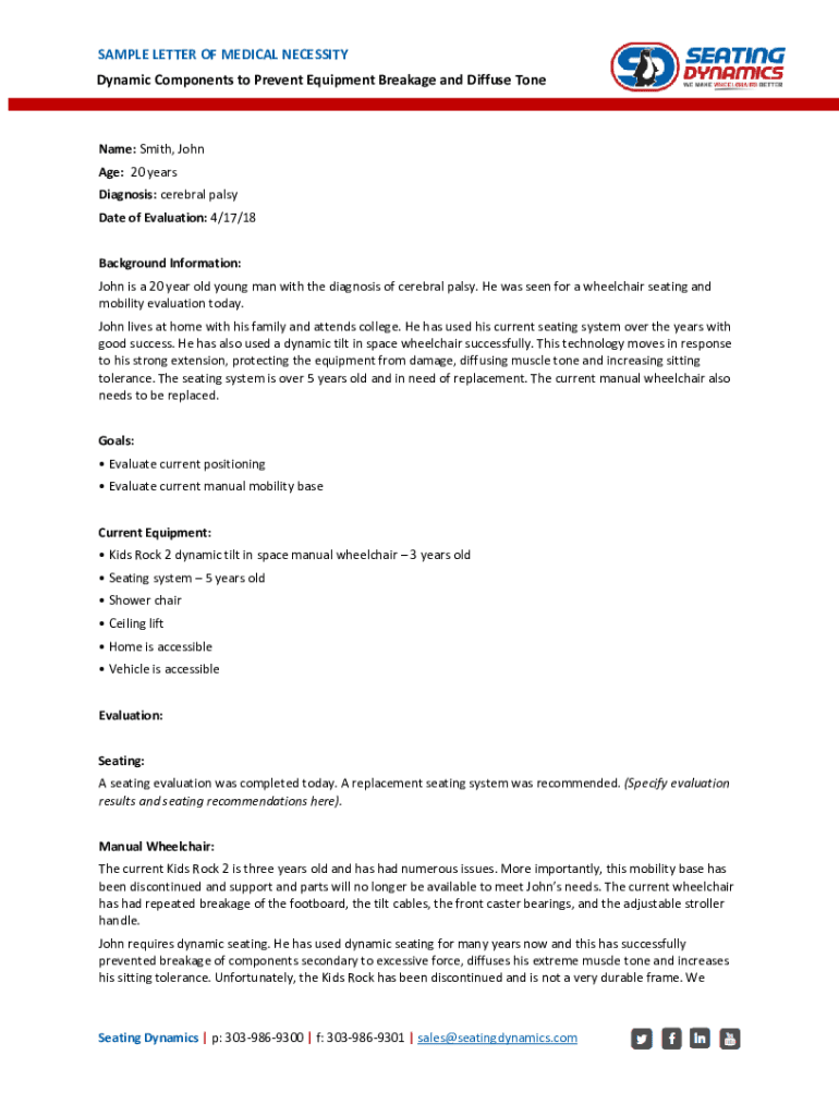 Fillable Online Sample Letter of Medical Necessity for Dynamic Components ... Fax Email Print ...