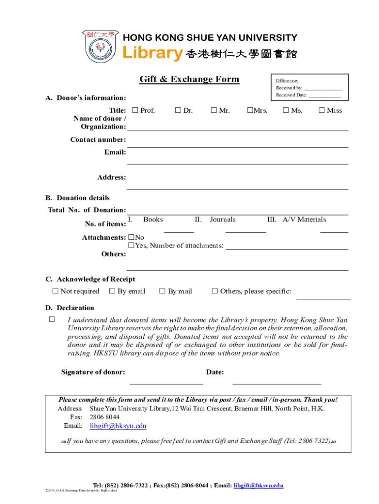 Fillable Online Gift & Exchange Form Fax Email Print - pdfFiller