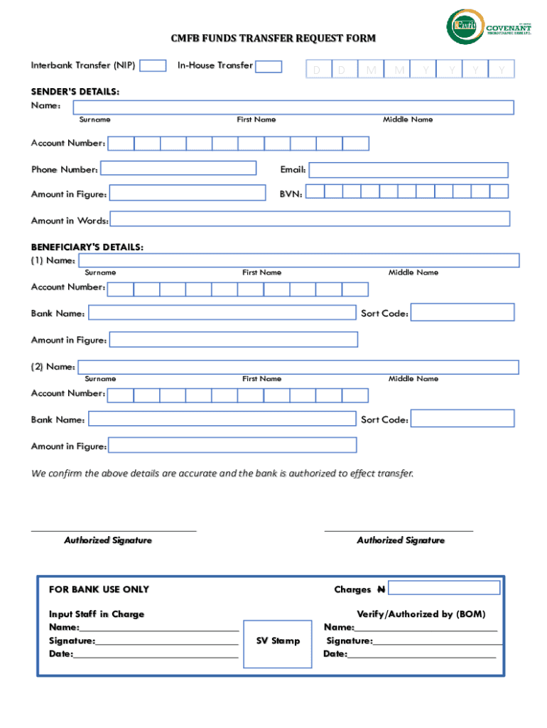 Fillable Online cmfb funds transfer request form Fax Email Print ...
