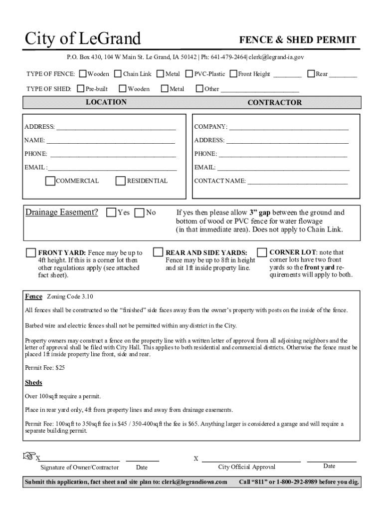 Fillable Online Fence Draft Fax Email Print - pdfFiller