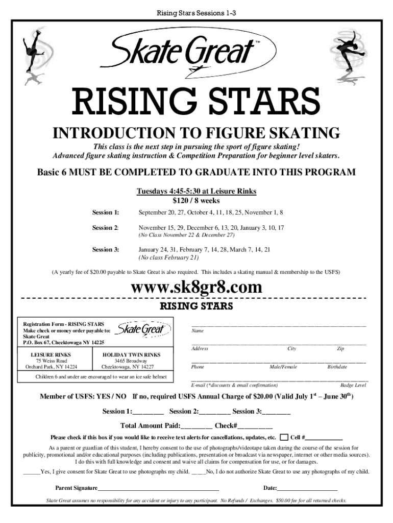 Fillable Online Rising Stars Sessions 1-3 Fax Email Print - pdfFiller