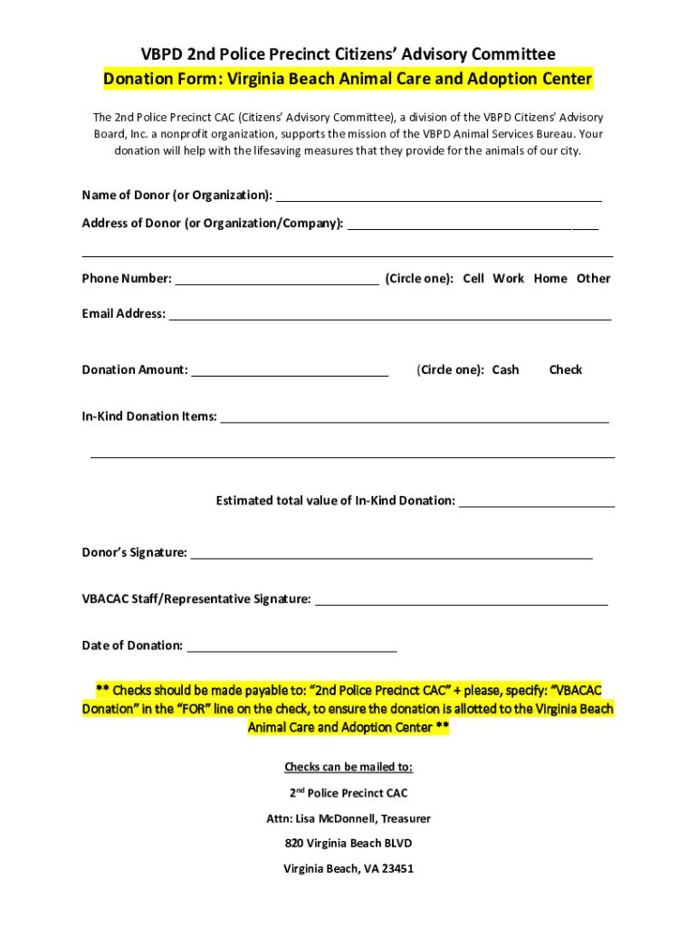 Fillable Online Second Precinct - Virginia Beach Police Department Fax Email Print - pdfFiller
