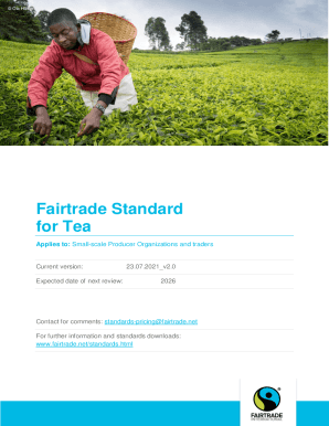 Fillable Online Revised Tea Standards for Small-scale Producer ... Fax ...