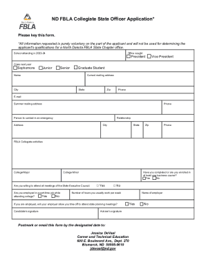 Fillable Online Collegiate State Officer Application Fax Email Print - pdfFiller