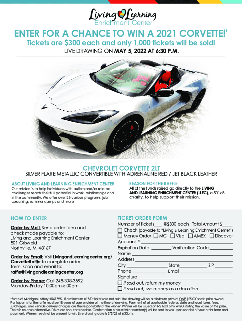 Fillable Online Chevrolet Charity Raffle Entry Form l Stingray ... Fax ...