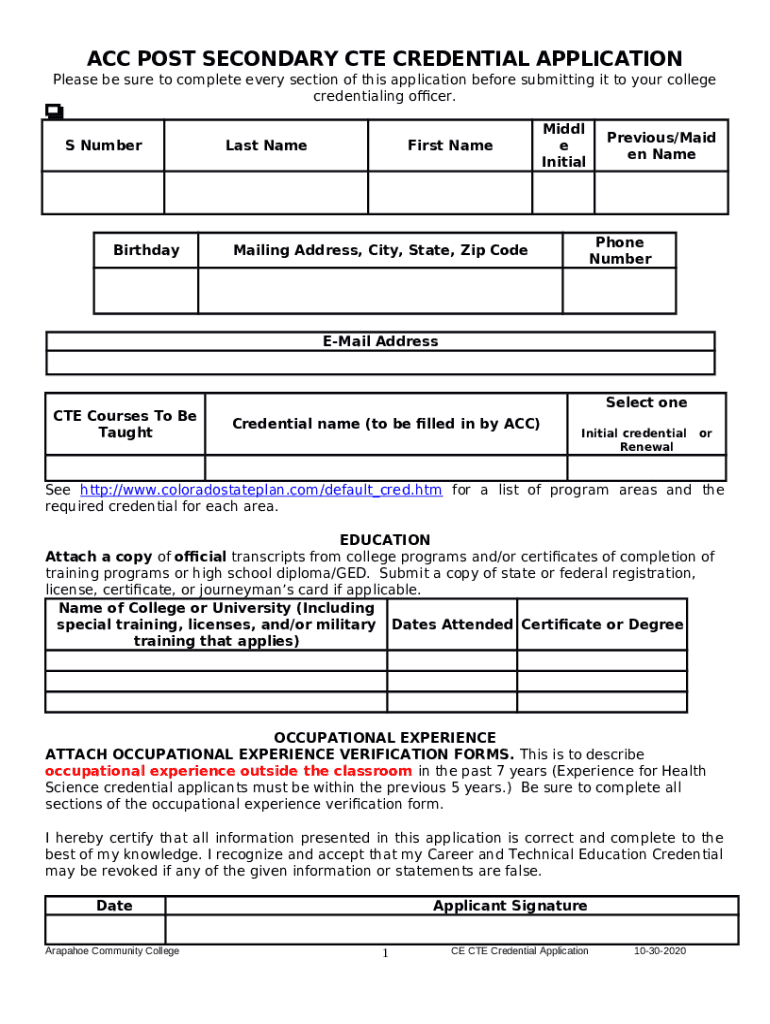Initial Career & Technical Education (CTE) Authorization Doc Template ...