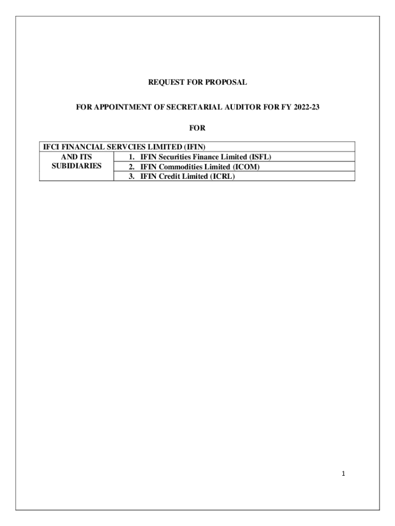 Fillable Online Invitation for Appointment as Secretarial Auditor for ...