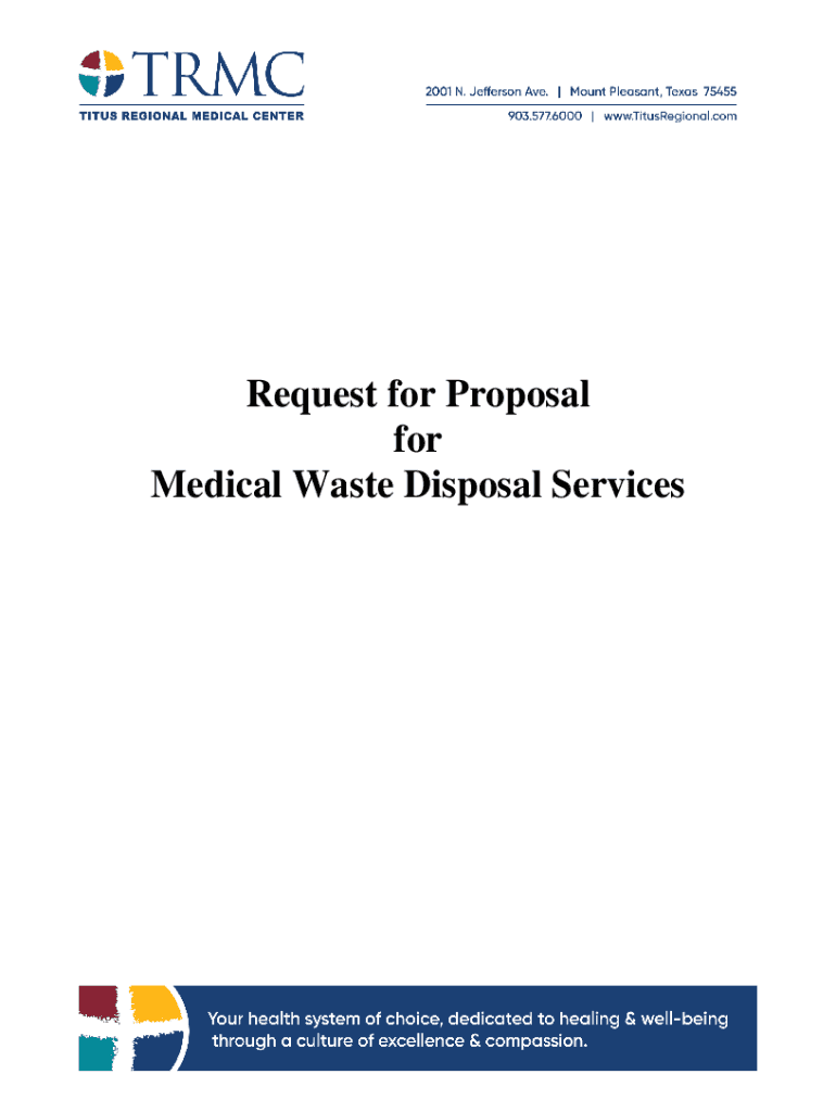 Fillable Online Request for Proposal for Medical Waste Disposal ...