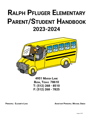 Fillable Online Ralph Pfluger Elementary SchoolTexas Public Schools Fax ...